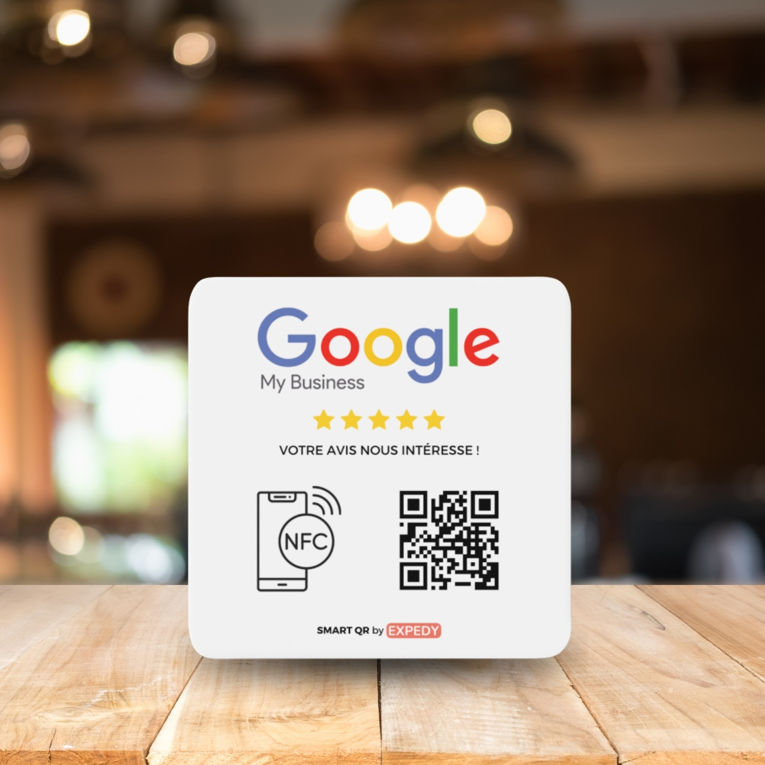 Plaque Google Avis Review – QR Code NFC RFID sans contact – 12x12cm ...